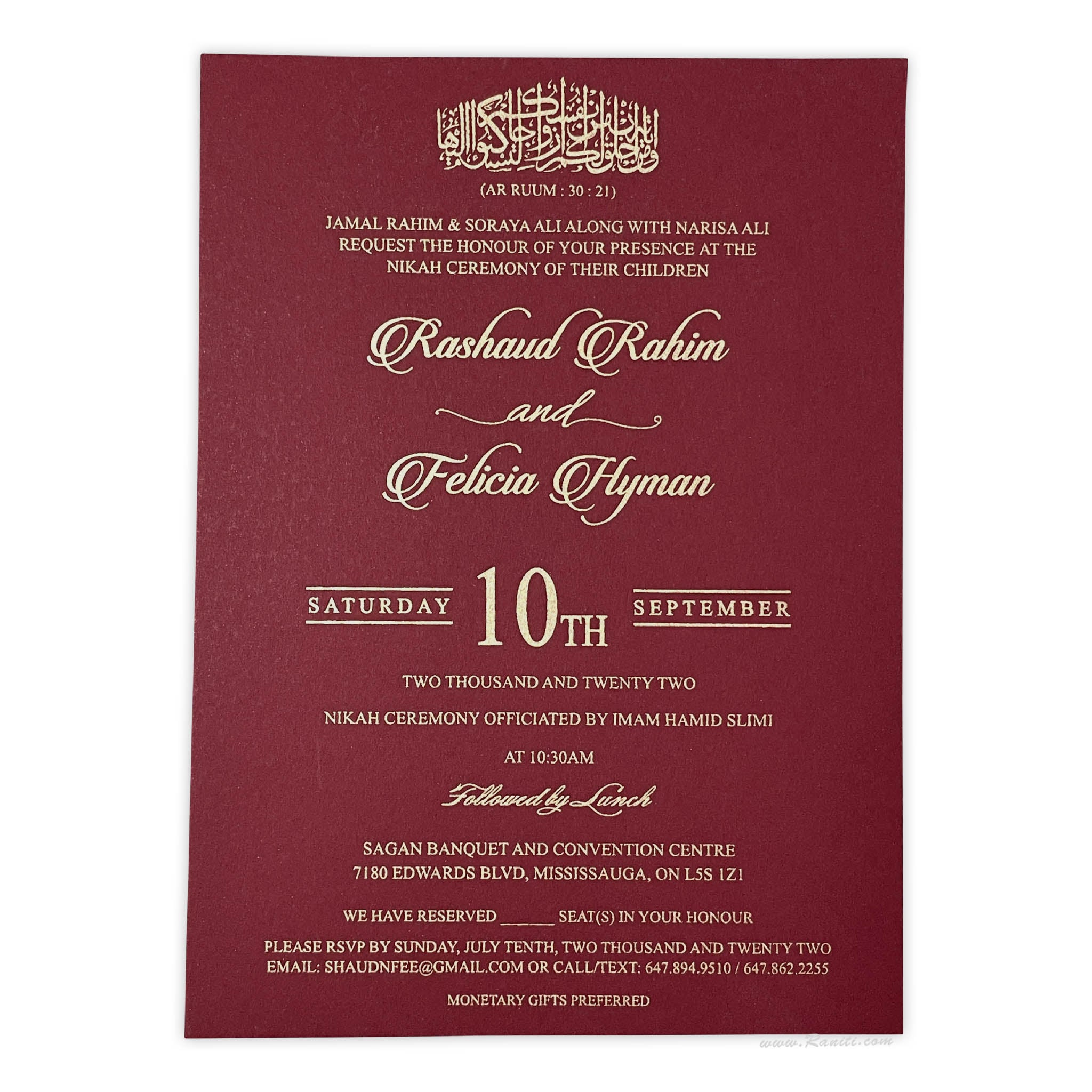 Nikah Ceremony Invitation card | Registry Marriage | Nikkah Custom ...