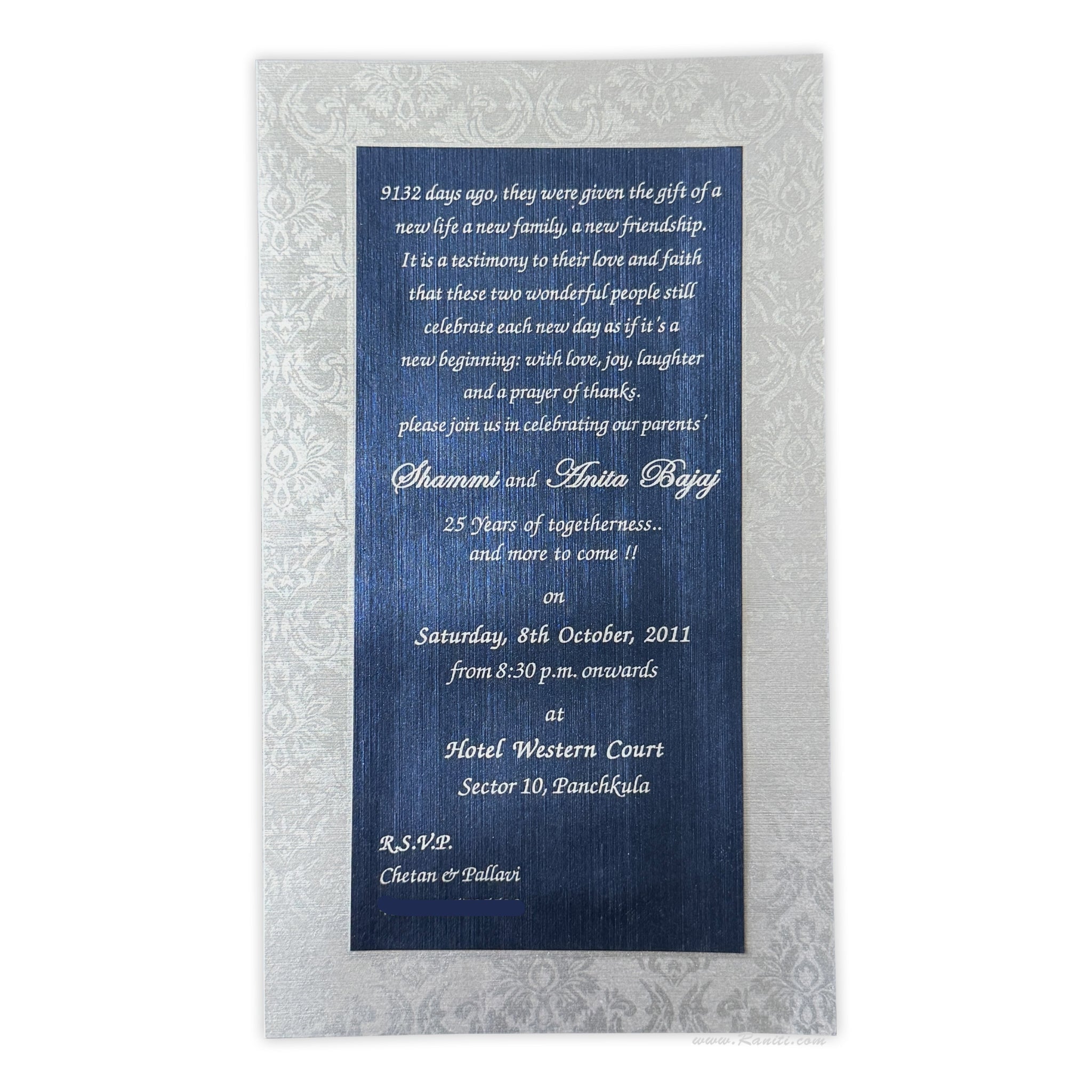 Silver 25th Anniversary Milestone Celebration Custom Invitation Card ...