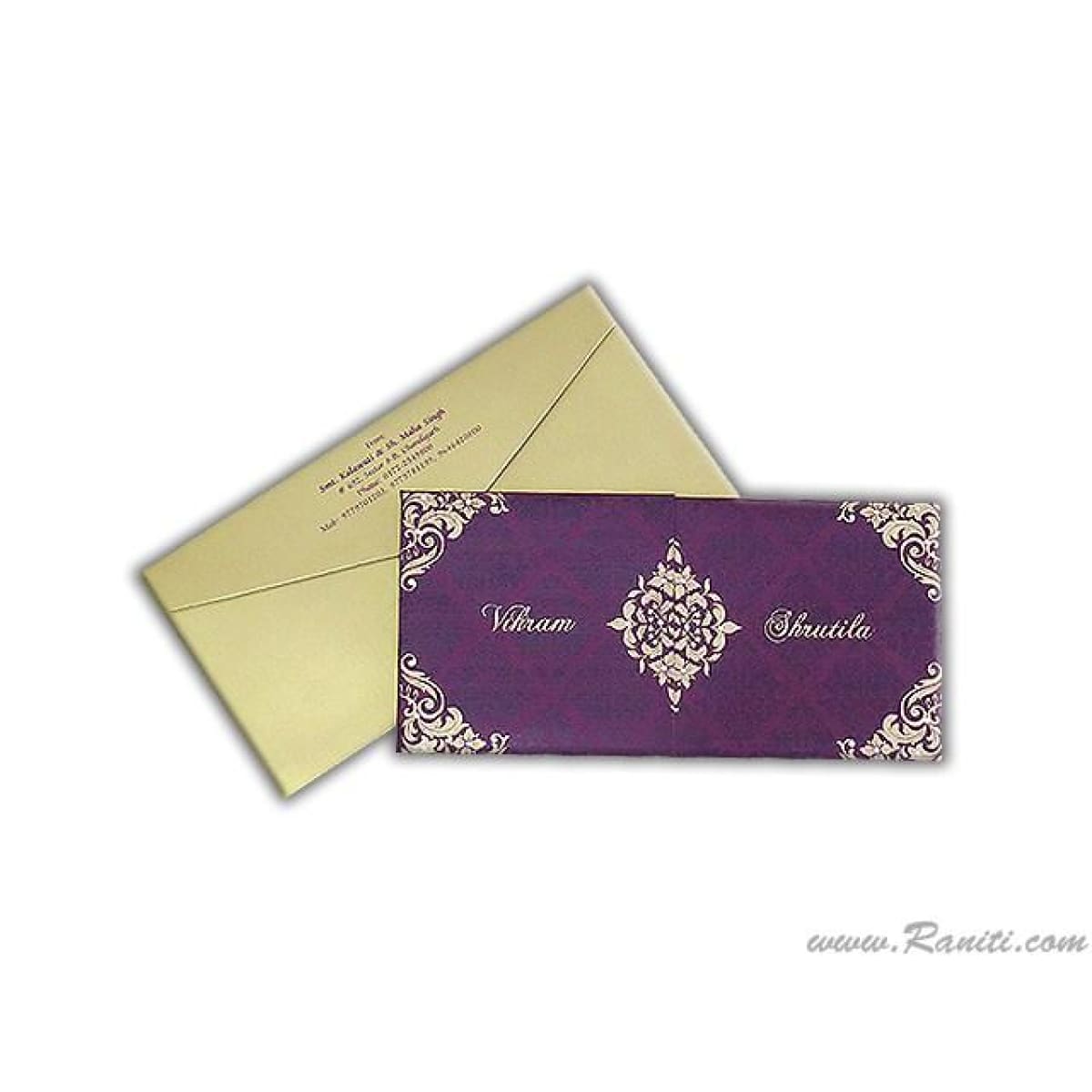 Purple Gatefold Heavy Back Custom Invitation Card with Multiple Insert ...